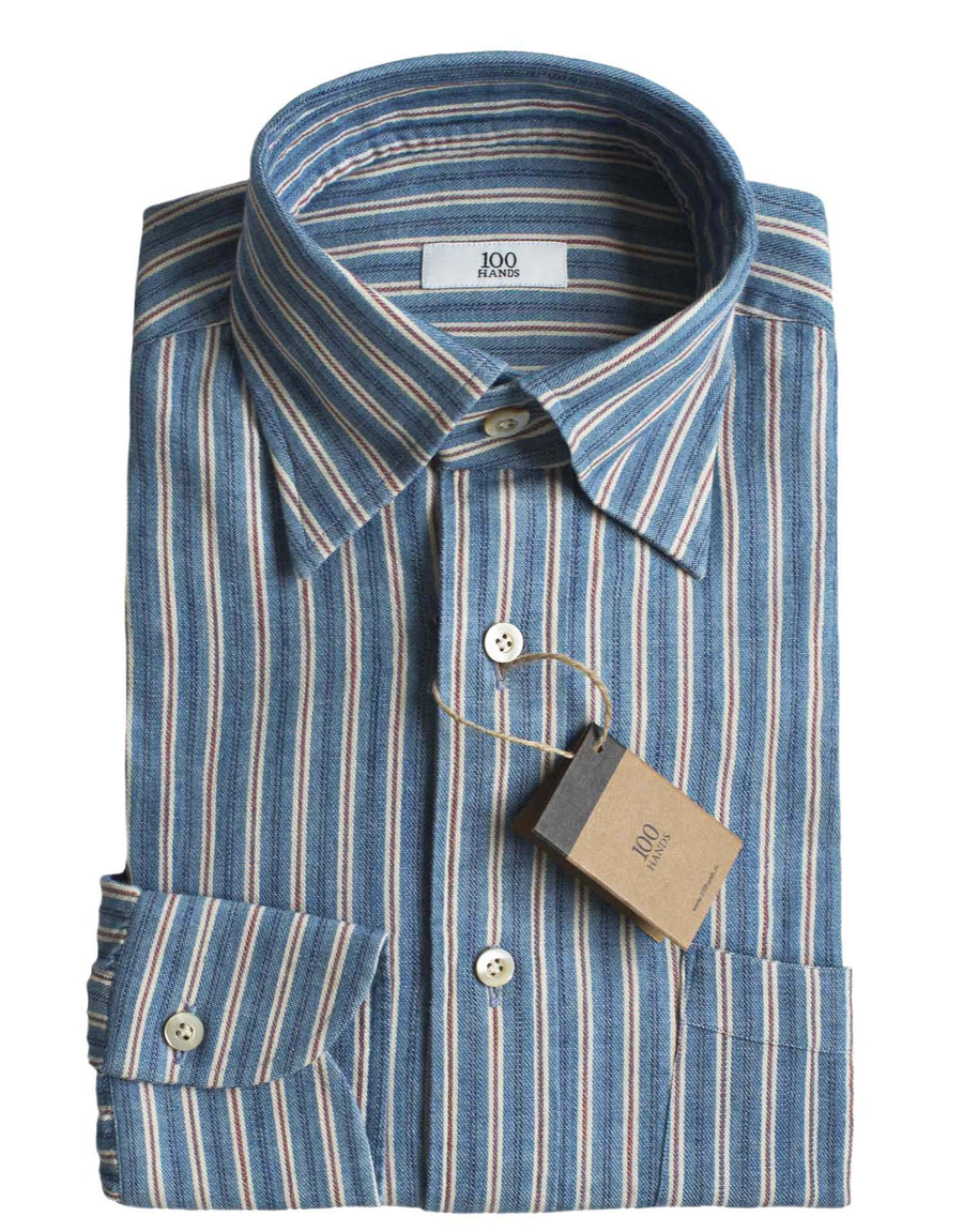 Japanese Red Striped Denim Shirt – 100HANDS